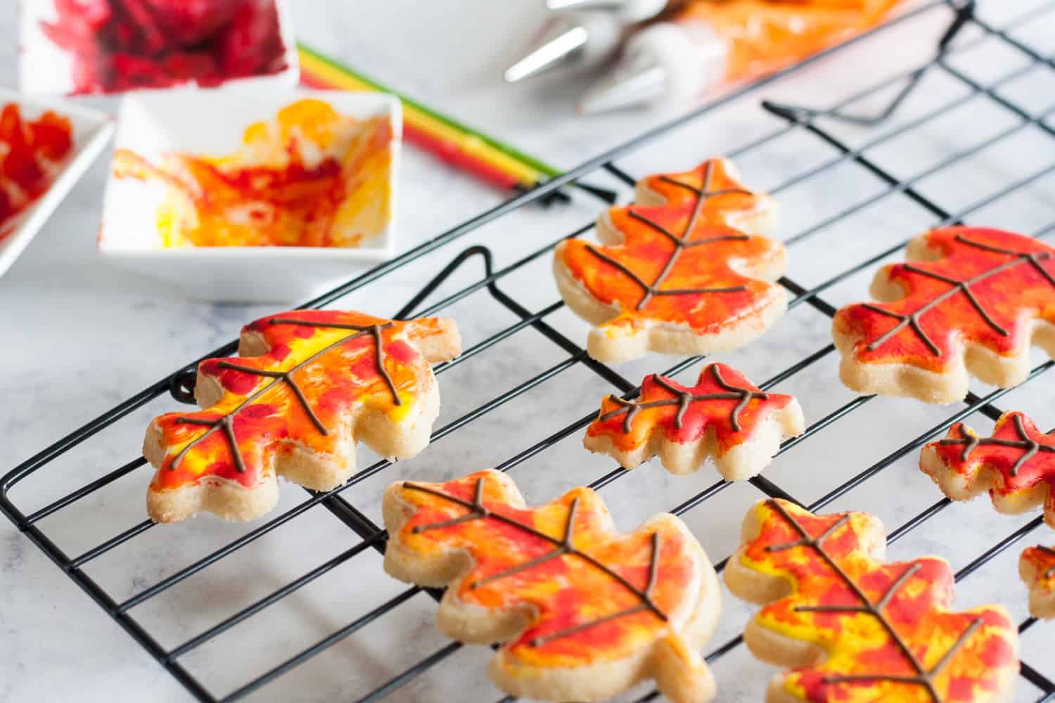 Painted Fall Leaf Sugar Cookies Tutorial - Goodie Godmother