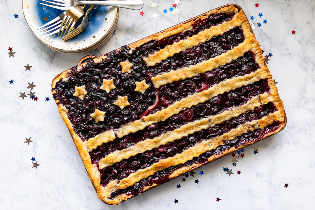 Patriotic Blueberry Cherry Slab Pie {VIDEO} - Goodie Godmother