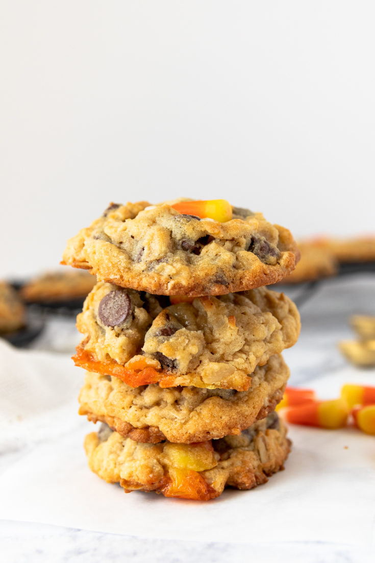 Candy Corn Chocolate Chip Oatmeal Cookies - Goodie Godmother