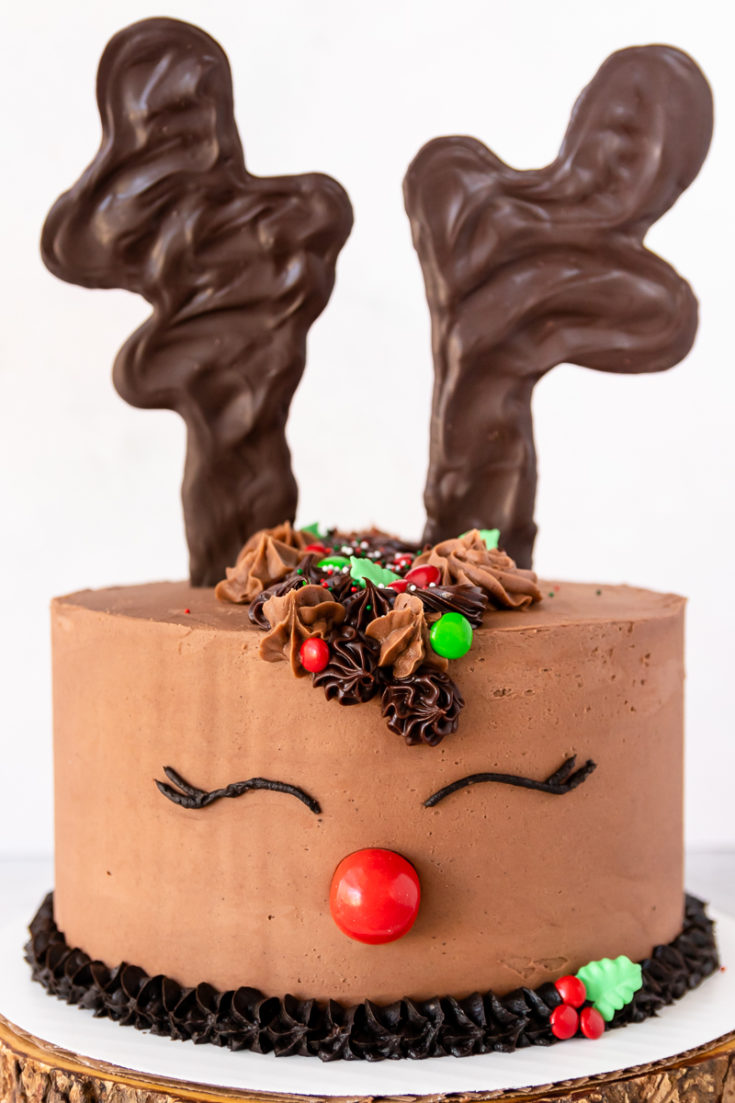 Reindeer Cake - A Christmas Cake Decorating Tutorial - Goodie Godmother