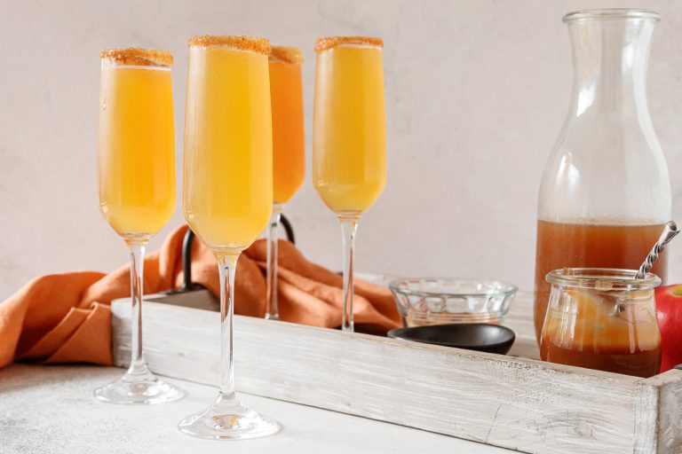 Caramel Apple Cider Mimosas - Easy Fall Brunch Cocktail! - Goodie Godmother