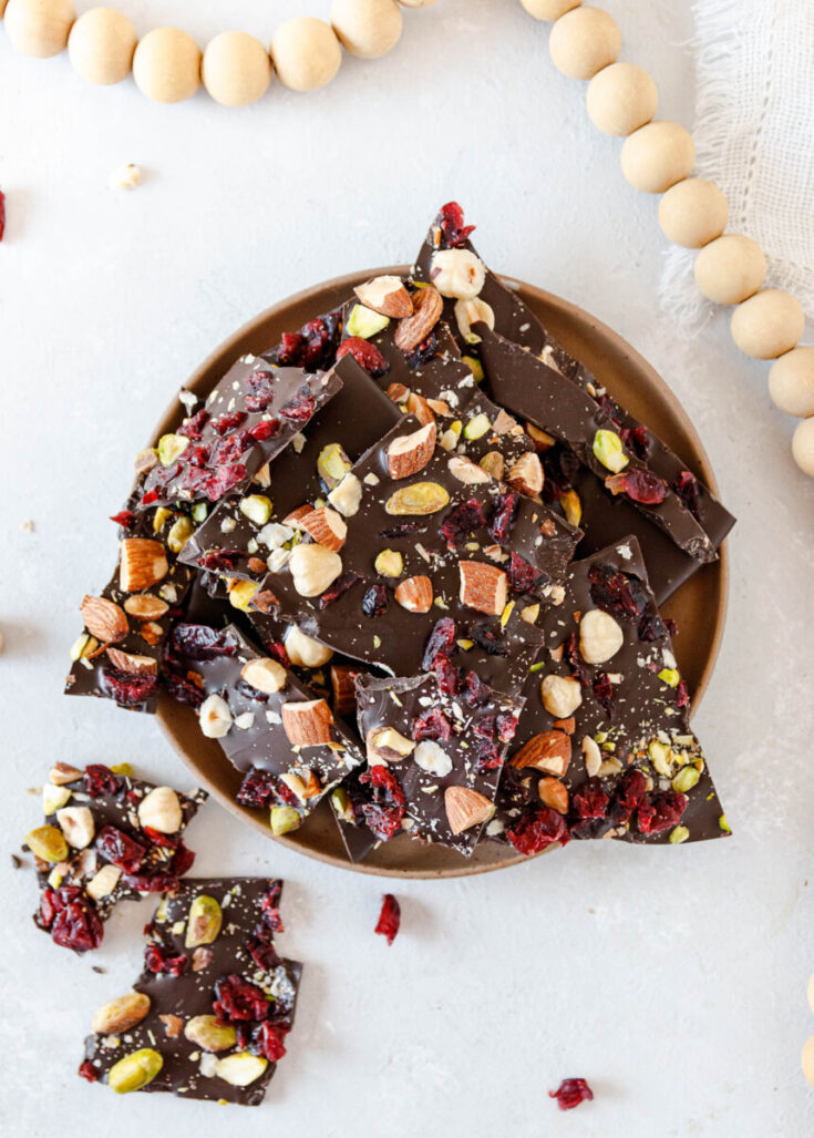 Dark Chocolate Almond Bark with Pistachios and Cranberries {Trail Mix ...