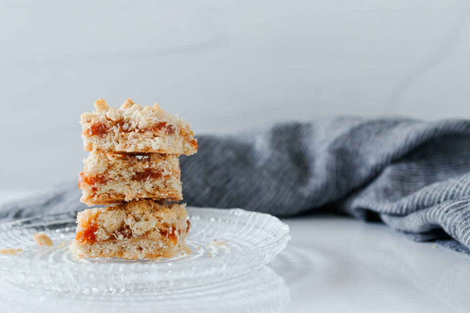 Coconut Peach Crumb Bars - Goodie Godmother